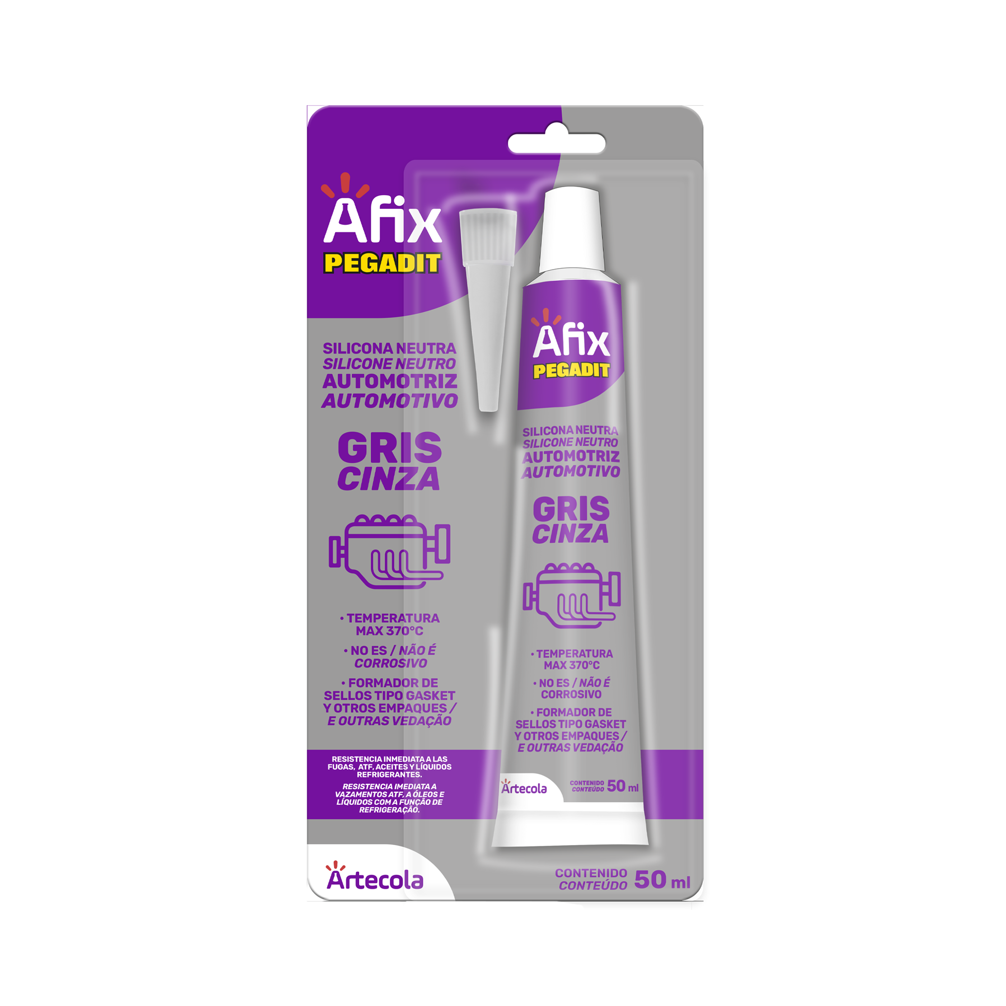AFIX PEGADIT SILICONA NEUTRA GRIS AUTOMOTRIZ - Afix - Artecola